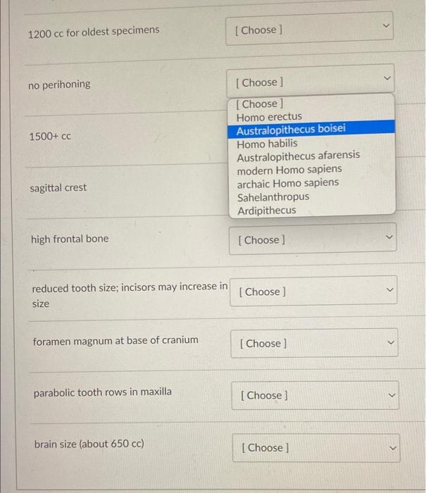 1200 cc for oldest specimens [Choose ] > no | Chegg.com