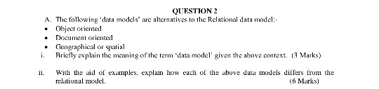 Solved QUESTION 2 A. The following data models are | Chegg.com