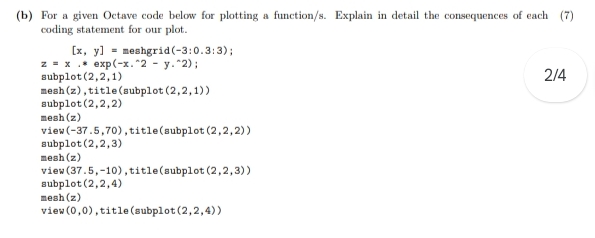 Solved B for A Given Octave Code Below For Plotting A 1873