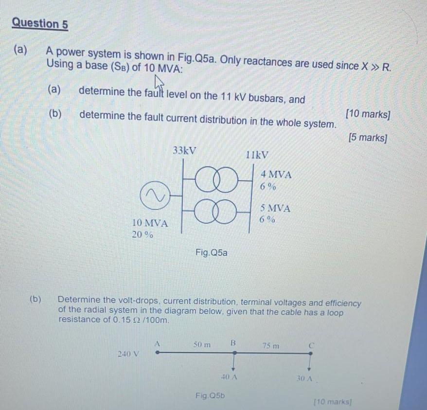 Solved Question 5 (a) A power system is shown in Fig. Q5a. | Chegg.com