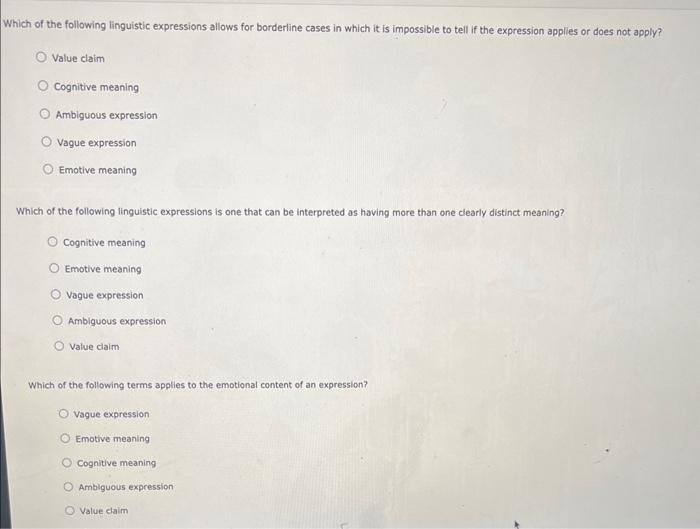 Which of the following linguistic expressions allows | Chegg.com
