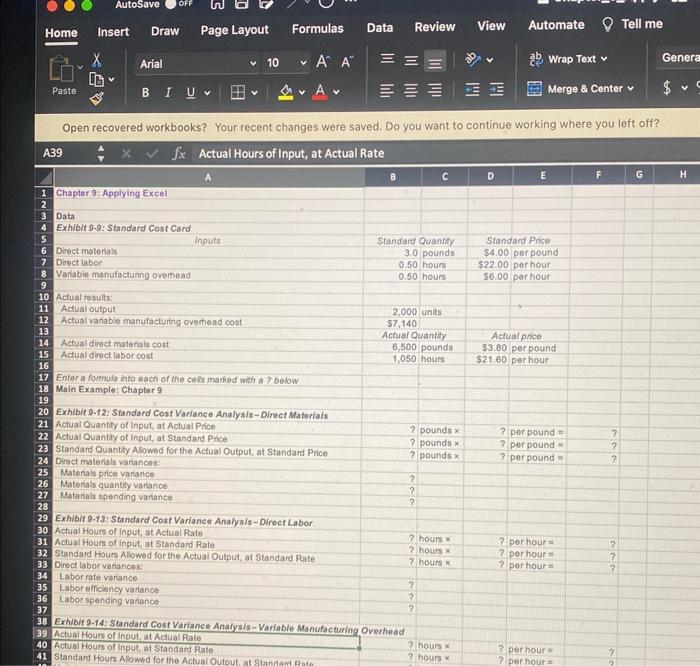 Solved Chapter 09: Applying Excel [LO9-4, LO9-5, LO9-6] The | Chegg.com