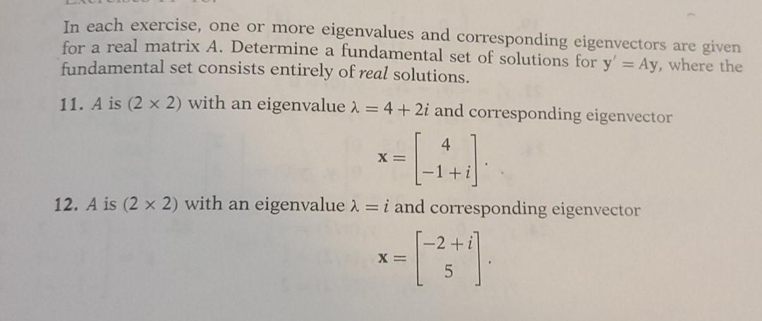 Solved In each exercise, one or more eigenvalues and | Chegg.com