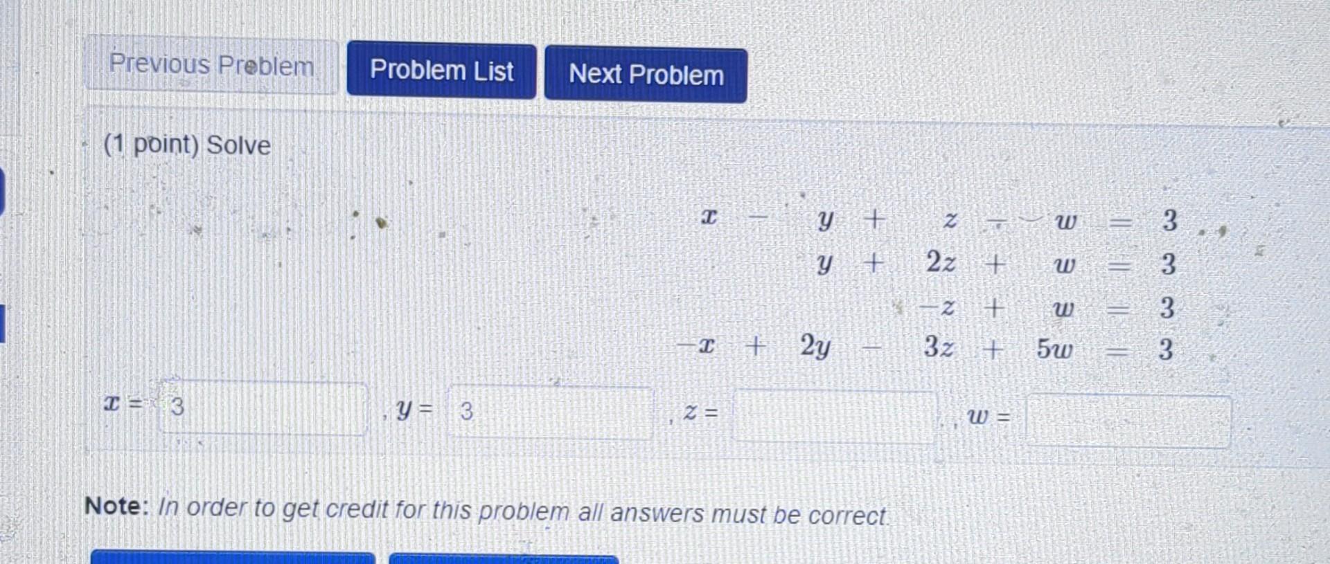 Solved (1 point) Solve | Chegg.com
