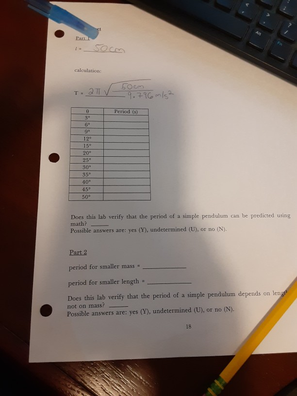 Solved AR Part Fm calculation T = атту 50cm -9.796 m/s | Chegg.com