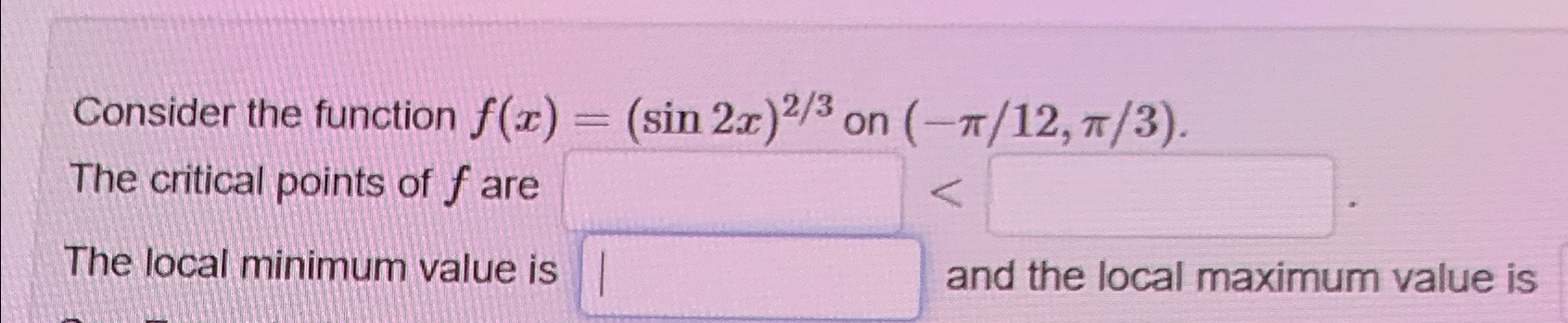 Solved Consider the function f(x)=(sin2x)23 ﻿on | Chegg.com