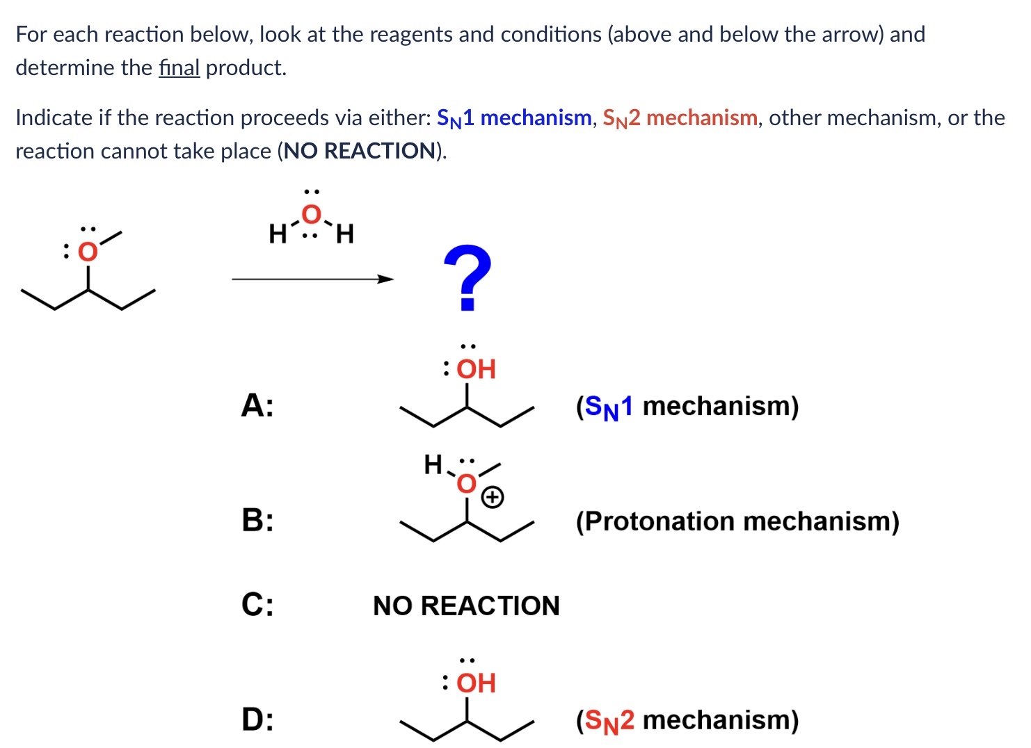 Solved For each reaction below, look at the reagents and | Chegg.com