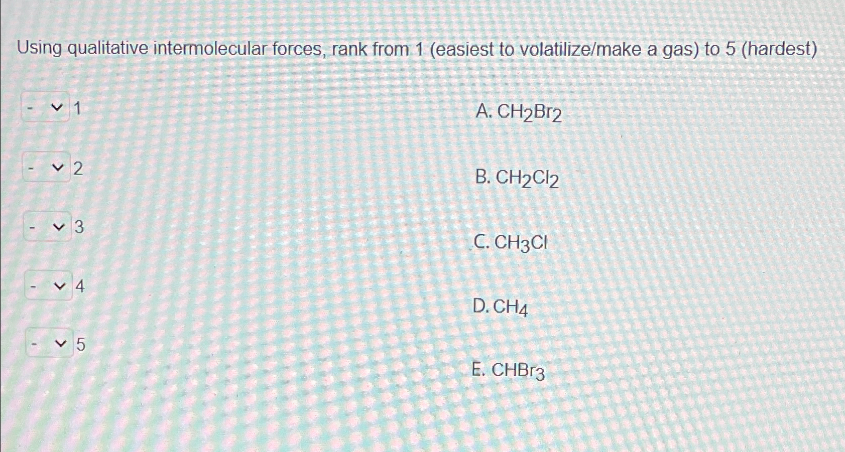 Solved Using qualitative intermolecular forces, rank from | Chegg.com