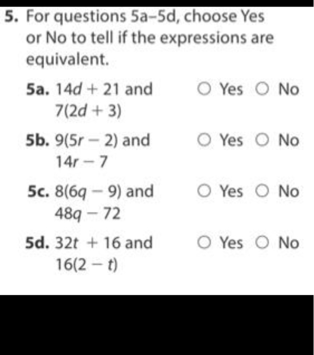 Solved 5. For questions 5a-5d, choose Yes or No to tell if | Chegg.com