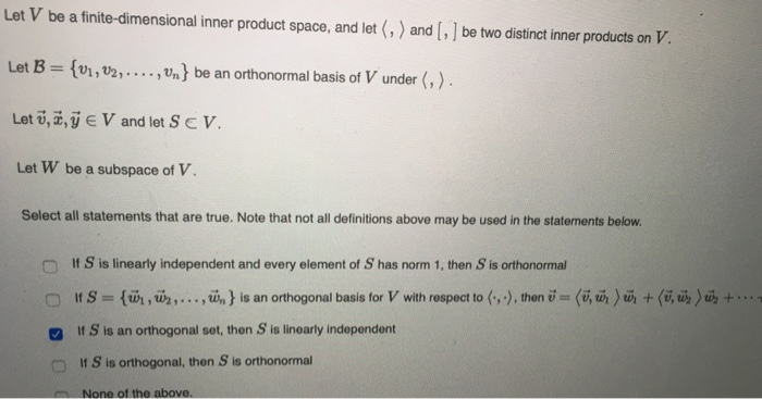 Solved Let V be a finite-dimensional inner product space. | Chegg.com