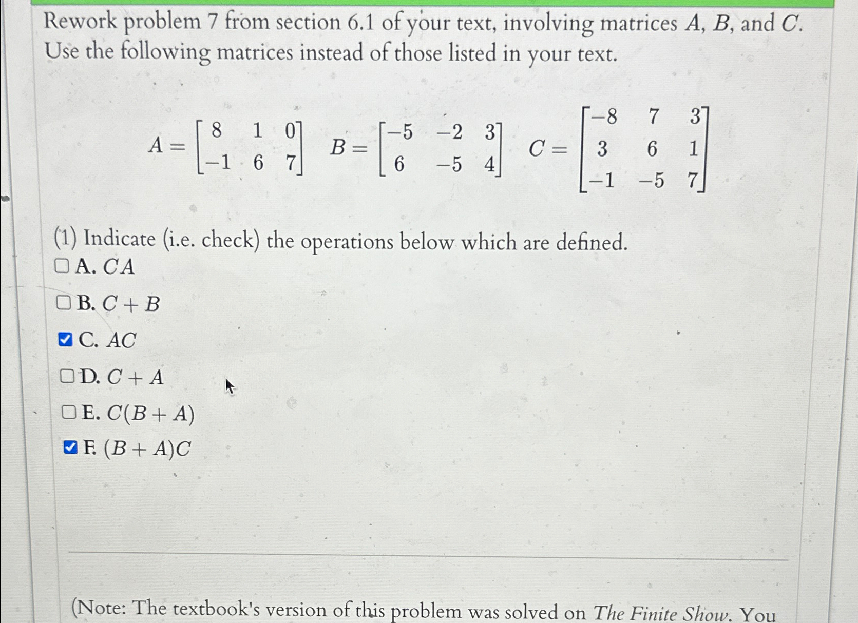 Solved Rework problem 7 ﻿from section 6.1 ﻿of your text, | Chegg.com
