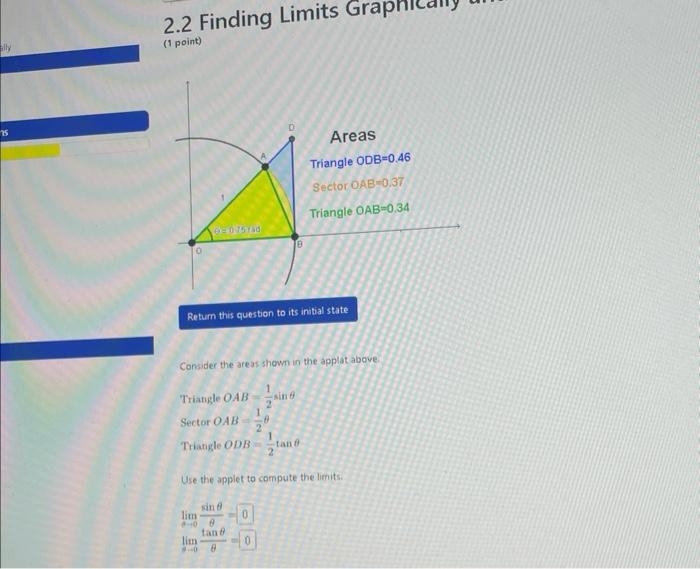 Solved 2.2 Finding Limits Grapmicainy (1 point) Consider the | Chegg.com