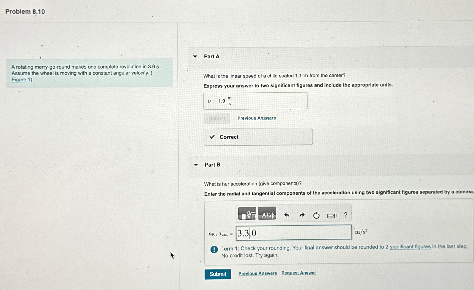 Solved Problem 8.10A rotating merry-go-round makes one | Chegg.com
