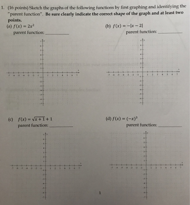 Solved 1. (16 points) Sketch the graphs of the following | Chegg.com