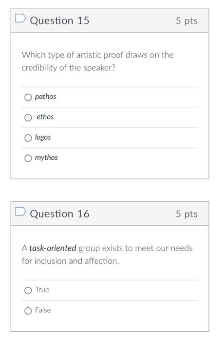 Which type of artistic proof draws on the credibility | Chegg.com
