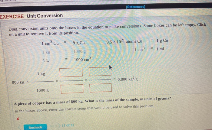 Solved [References) EXERCISE Unit Conversion Drag conversion | Chegg.com