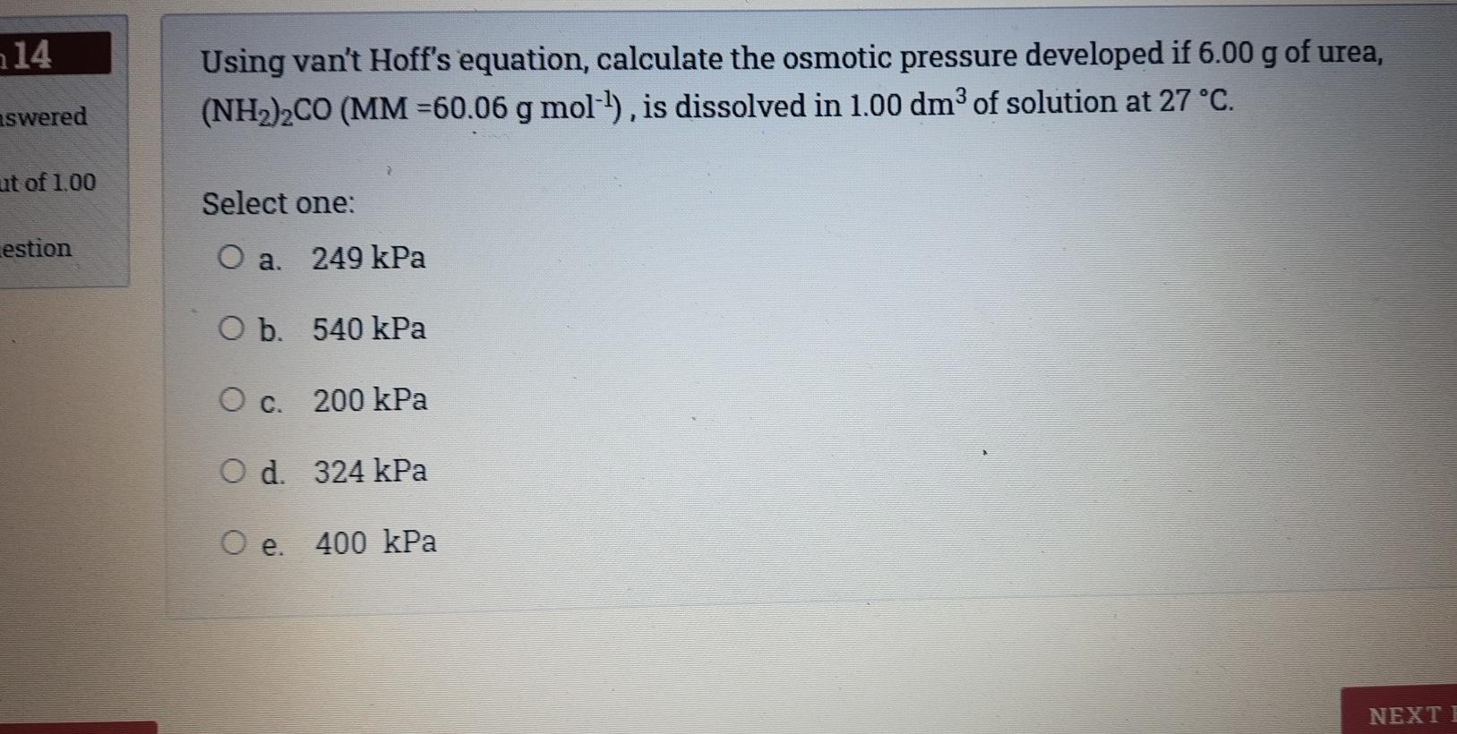 Solved 214 Using van't Hoff's equation, calculate the | Chegg.com