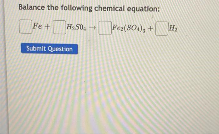 Solved Balance the following chemical equation: OF Fe + | Chegg.com