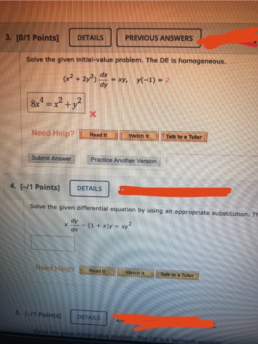Solved 3. [0/1 Points) DETAILS PREVIOUS ANSWERS Solve the | Chegg.com