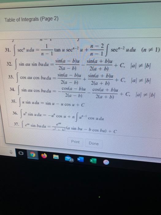Solved Use the table of integrals, or a computer or | Chegg.com