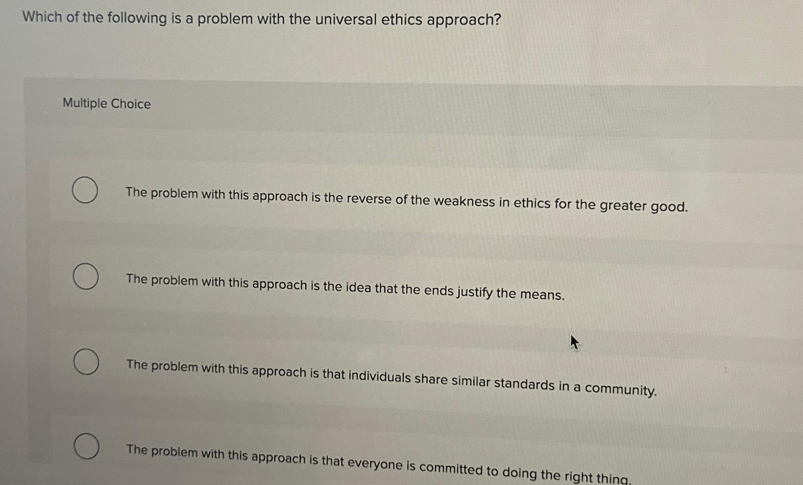 Solved Which of the following is a problem with the | Chegg.com