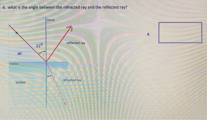 Solved 4. what is the angle between the refracted ray and | Chegg.com