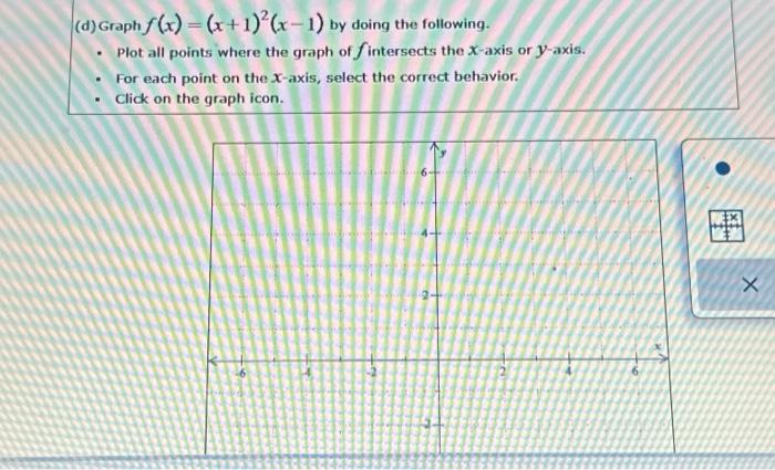 Solved (d) Graph f(x) = (x+1)2(x-1) by doing the following. | Chegg.com