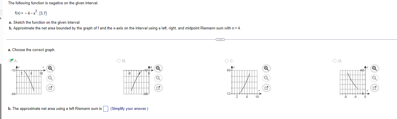 Solved The following function is ﻿negative on ﻿the given | Chegg.com