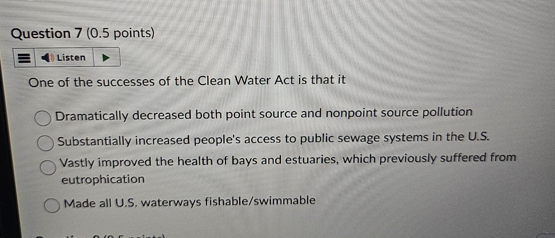 Solved Question 7 (0.5 ﻿points)ListenOne of the successes of | Chegg.com
