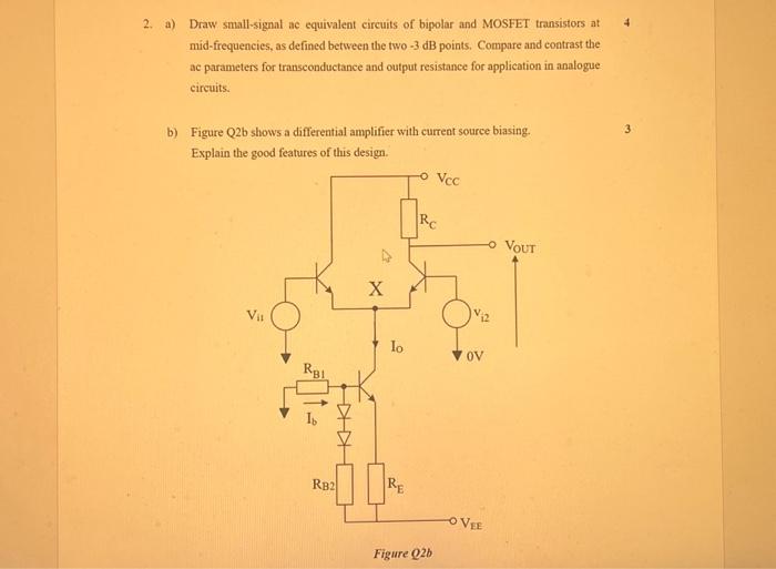 2. a) Draw small-signal ac equivalent circuits of | Chegg.com