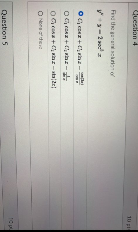 Question 410 ﻿ptsFind the general. solution | Chegg.com