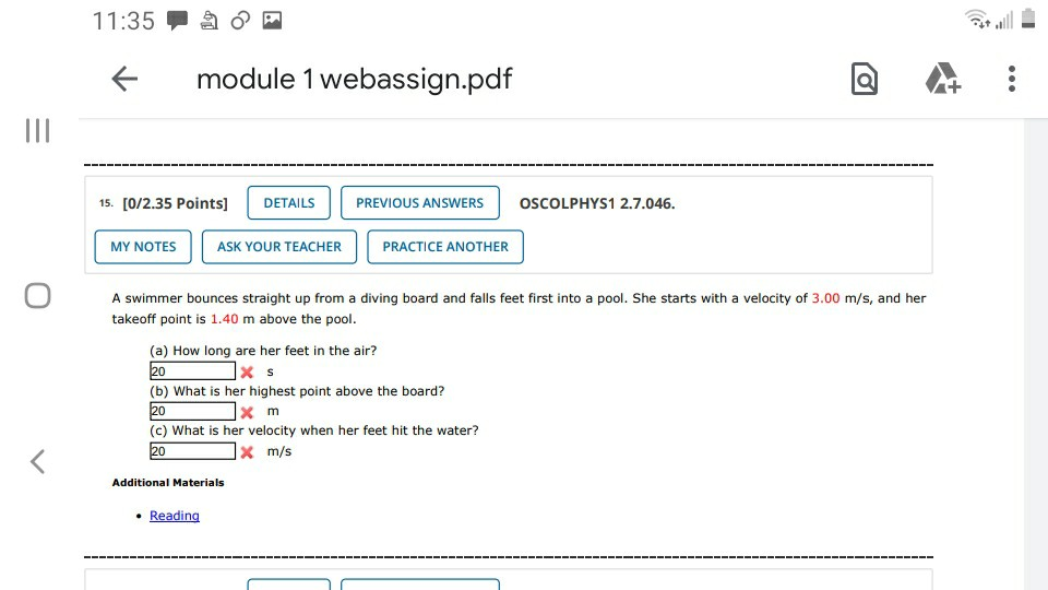 Solved 11:35 Po K module 1 webassign.pdf TIL 15. [0/2.35 | Chegg.com