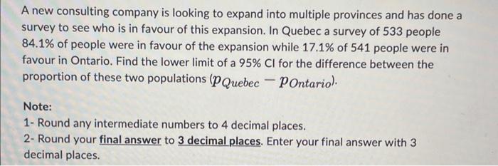 Solved A new consulting company is looking to expand into | Chegg.com