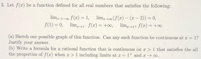 Solved Let f(x) be a function defined for all real numbers | Chegg.com
