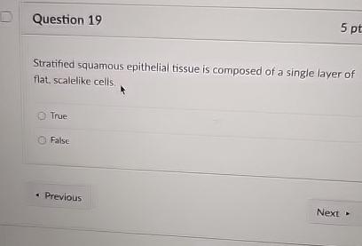 Solved Question 19Stratified squamous epithelial tissue is | Chegg.com