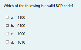 Solved Which of the following is a valid BCD | Chegg.com