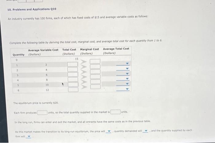 Solved 10. Problems and Applications Q10 An industry | Chegg.com