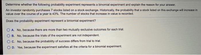 Solved Determine whether the following probability | Chegg.com
