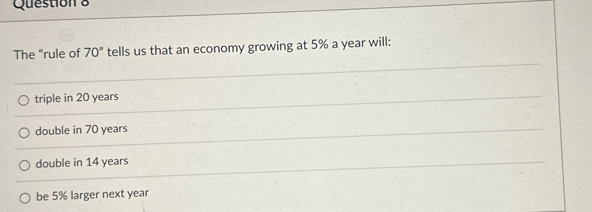 Solved The "rule of 70 " ﻿tells us that an economy growing | Chegg.com