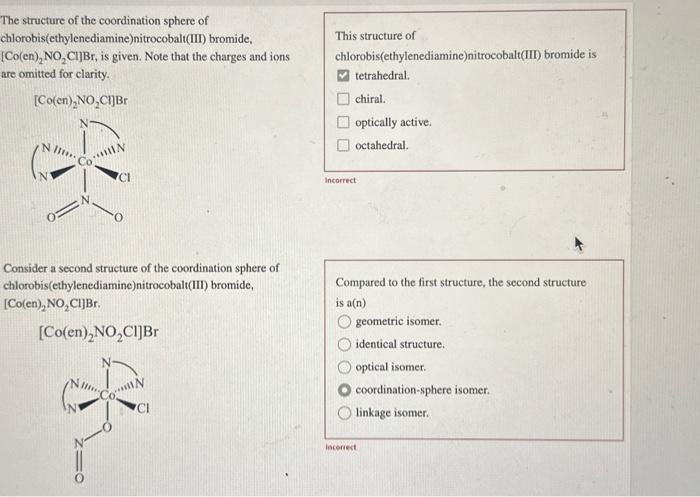 Solved The structure of the coordination sphere of | Chegg.com