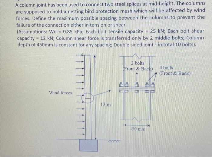 Solved A column joint has been used to connect two steel | Chegg.com