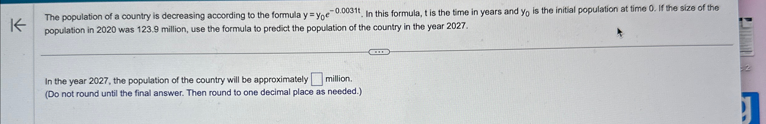 Solved The population of a country is decreasing according | Chegg.com
