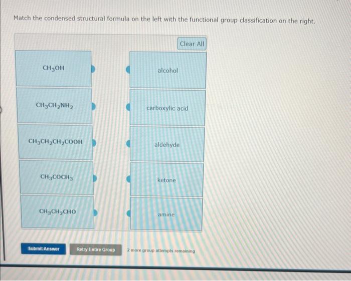 Solved Match the condensed structural formula on the left | Chegg.com
