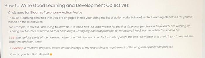 How to Write Good Learning and Development Objectives | Chegg.com