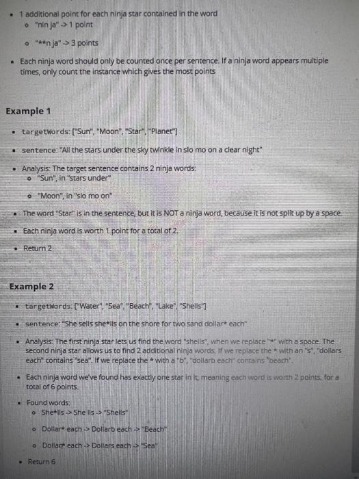 Solved Task A ninja word is a word which hides in a | Chegg.com