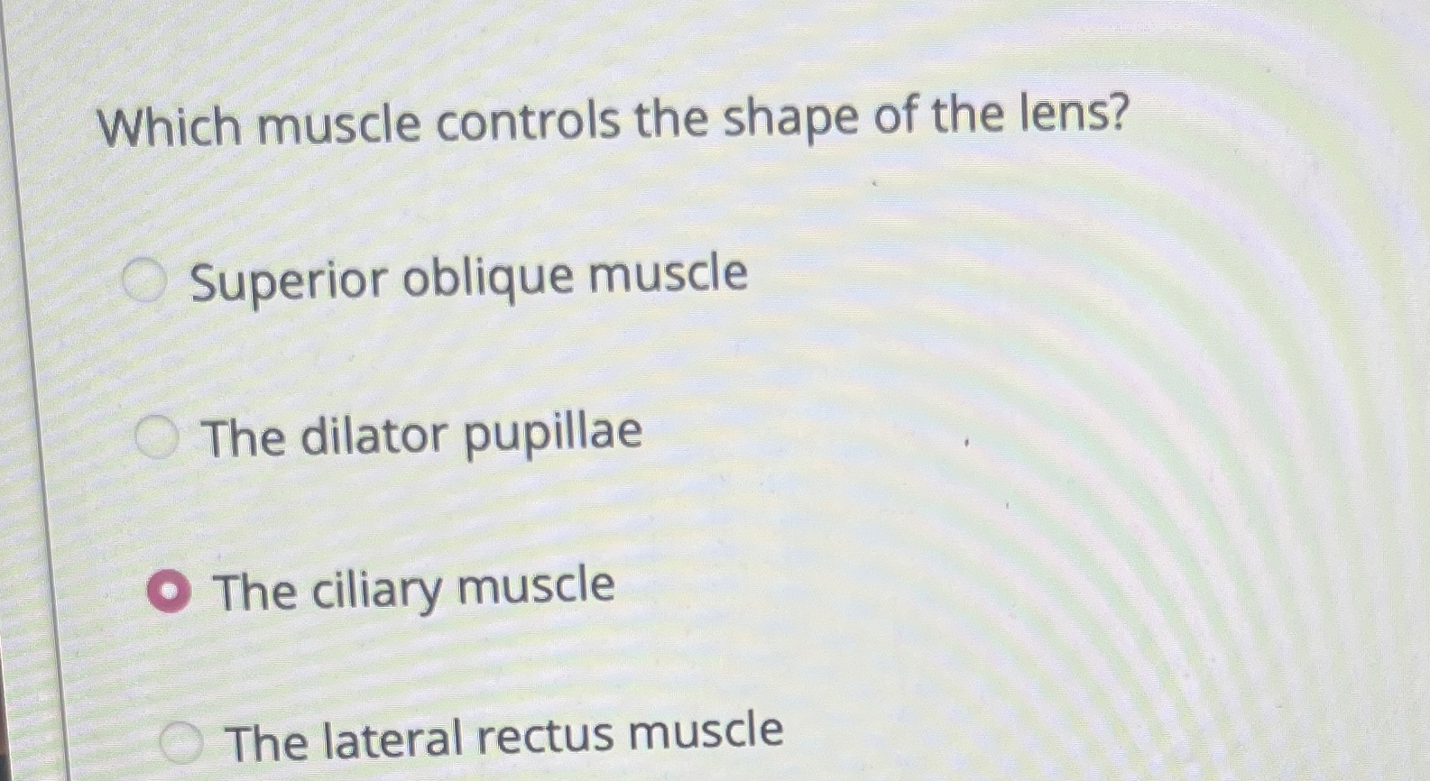 Solved Which muscle controls the shape of the lens?Superior | Chegg.com