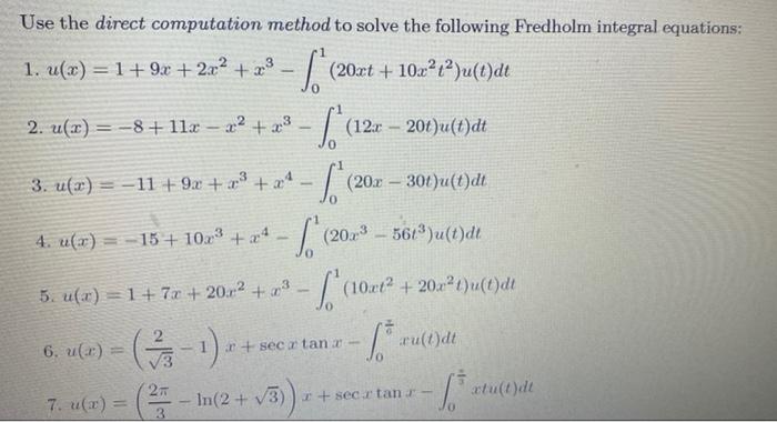 Solved Use the direct computation method to solve the | Chegg.com