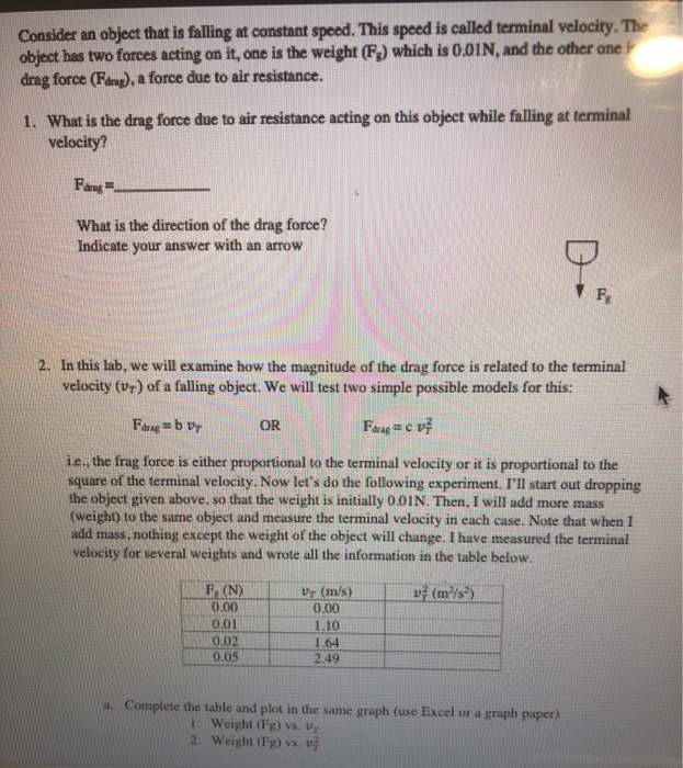Solved Consider an object that is falling at constant speed. | Chegg.com