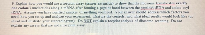 9. Explain how you would use a toeprint assay (primer | Chegg.com