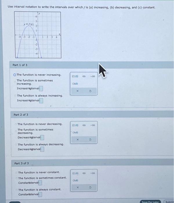 Solved Use interval notation to write the intervals over | Chegg.com